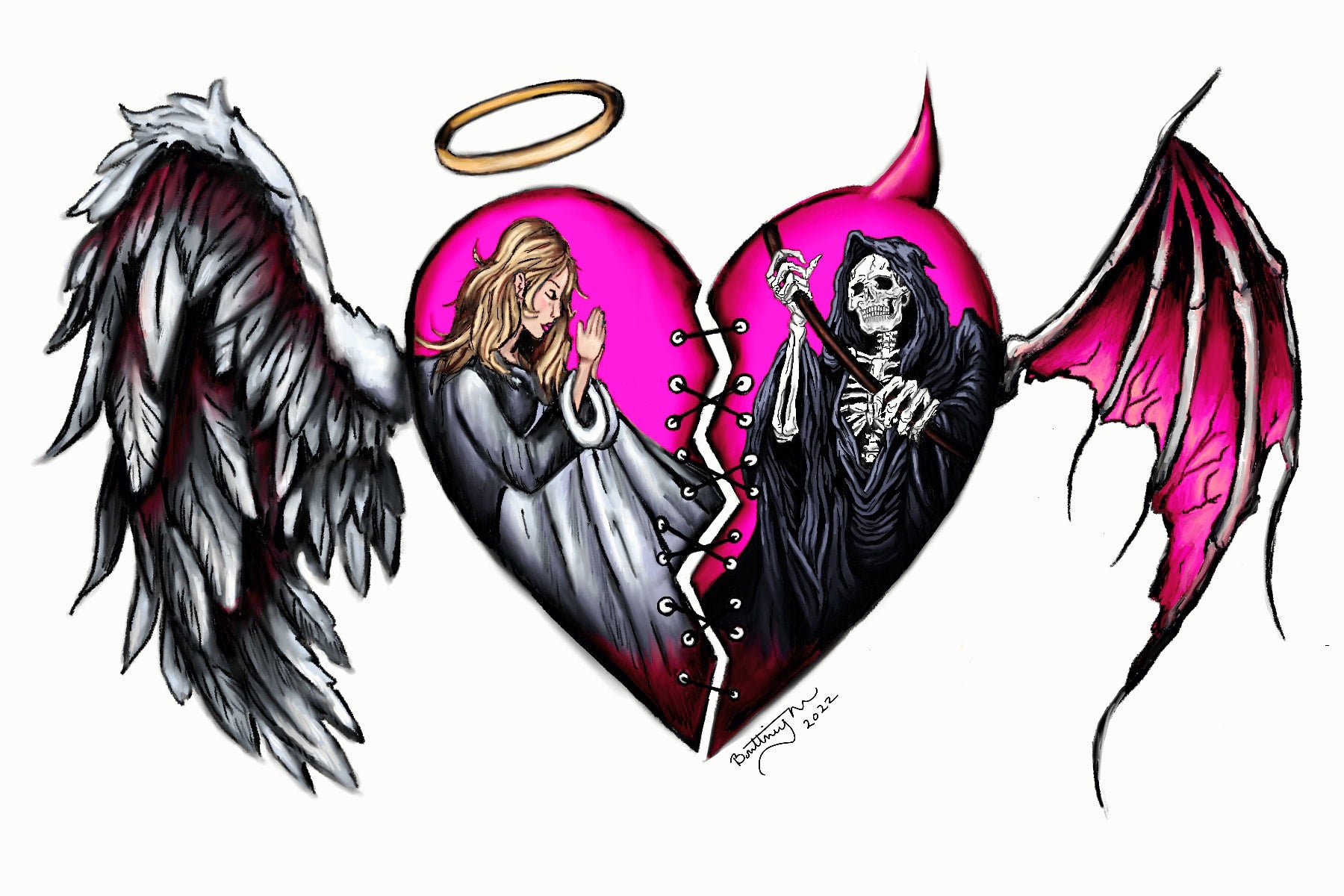 Good And Evil Wings Drawings